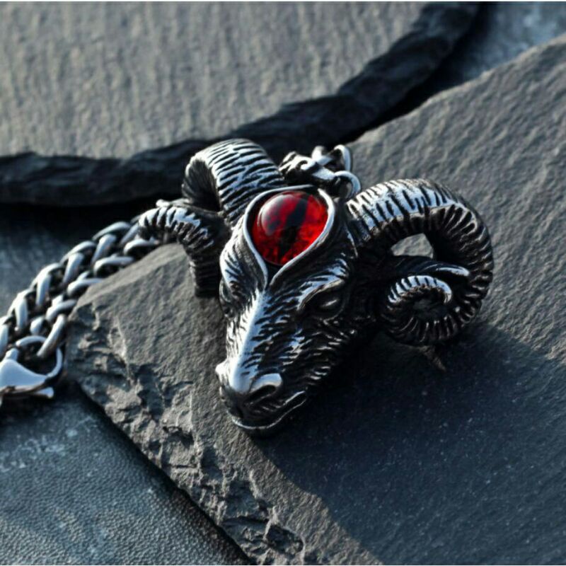 Jual Kalung pria tengkorak punk style men necklace devil horn iblis ...