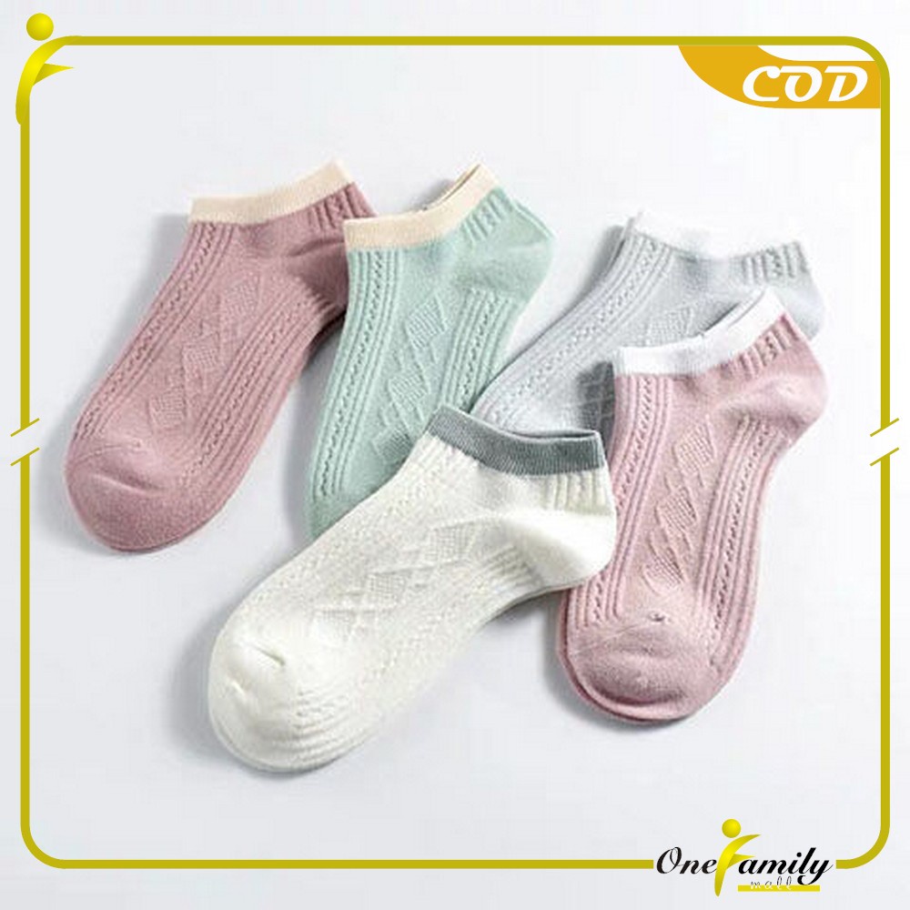 Jual ONE-P281 Kaos Kaki Wanita Motif Rajut Pattern / Kaus Kaki Pendek ...