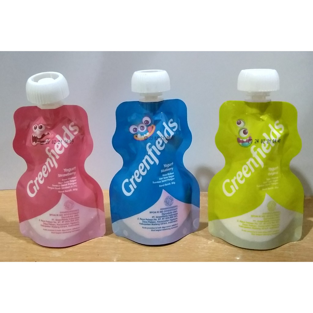 Jual Yogurt Greenfields pouch rasa Strawberry, Blueberry, Original @ 80 ...