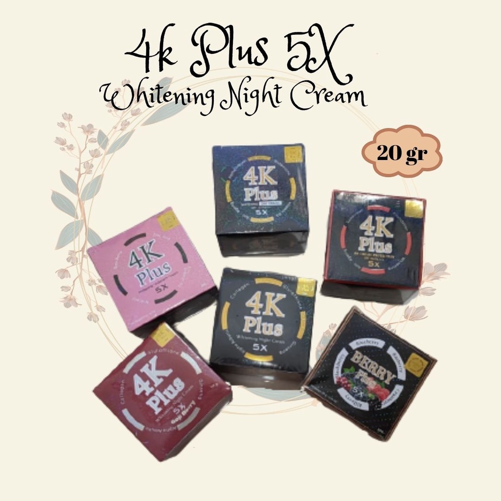 Jual 4K Plus 5X Whitening Night Cream | Underarm Cream | Day Cream | BB ...