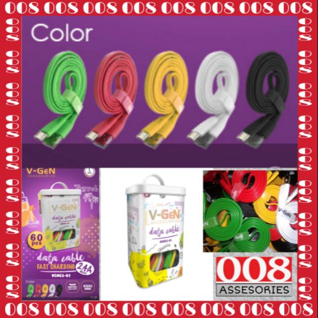 Jual Original V-Gen Kabel Data Charger Fast Charging 2.4A Micro USB V8 ...