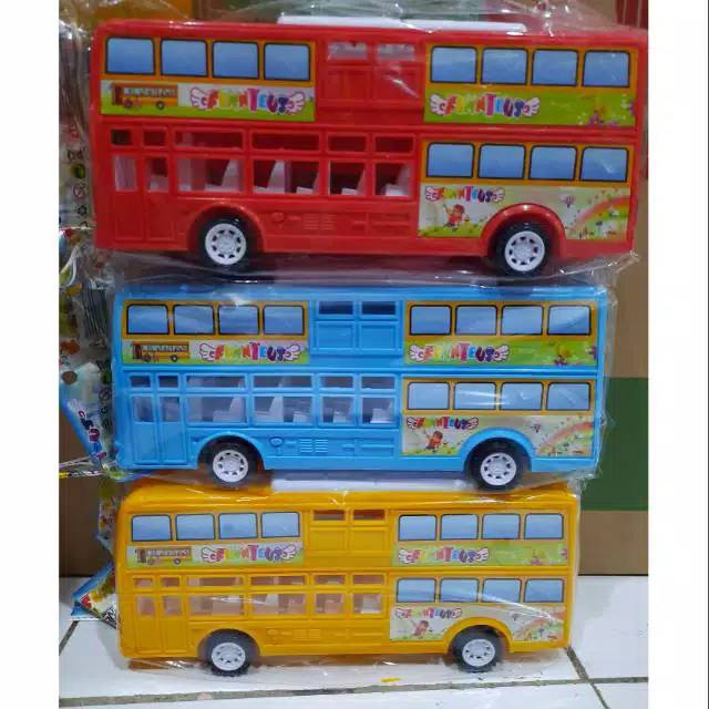 Jual Mainan bus tingkat mobil mobilan pull and go | Shopee Indonesia