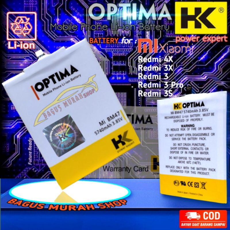 Jual Baterai Hp Redmi 3, 3S, 3 Pro, 3X, 4X, BM47 Double power Batrai ...