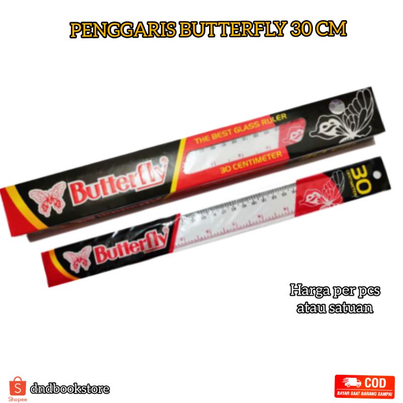 Jual Penggaris / Garisan Merk Butterfly 30 cm [Harga Satuan] | Shopee ...