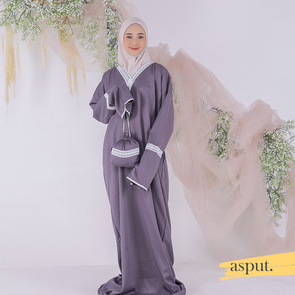 Jual ASPUT - Rubia Grey Mukena Abaya Turki Polos | Shopee Indonesia