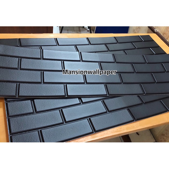 Jual Wallpaper Sticker Foam 3D Batu Bata Hitam Brick 1 M x 30 CM ...