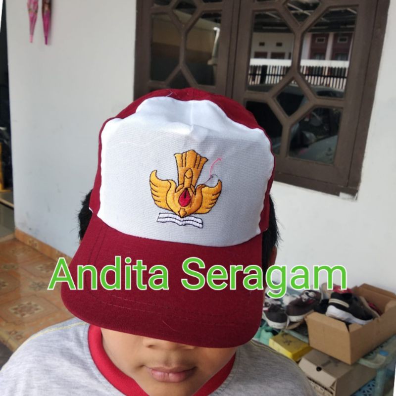 Jual topi SD merah/putih bahan grand master | Shopee Indonesia