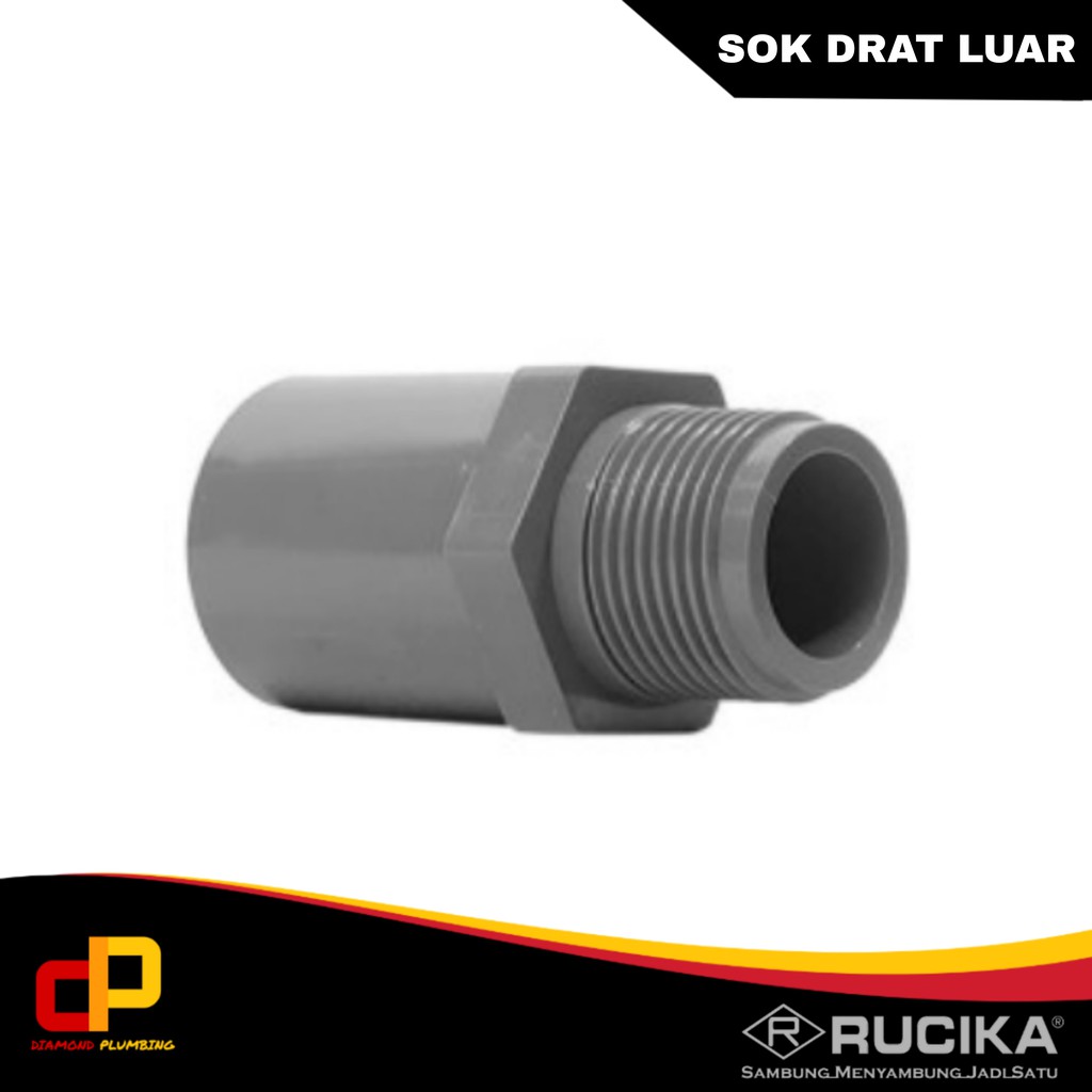 Jual Sok Drat Luar RUCIKA 1/2" inch AW PVC / SDL Valve Socket Sock ...
