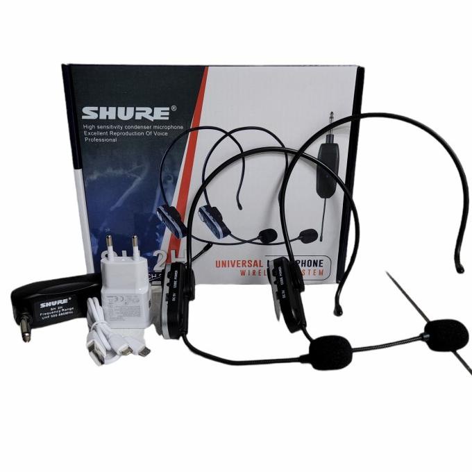 Jual mic wireless shure sh 2h sh 2 h 2mic headset baterai charger ...