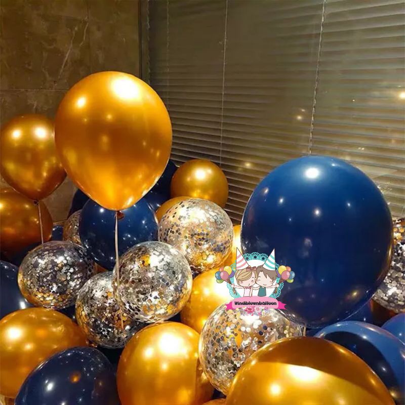 Jual WINDBLOWN BALON SET PAKET DEKORASI LATEX LATEKS METALIK BIRU NAVY ...