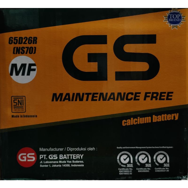 Jual ACCU / AKI GS MAINTENANCE FREE NS70 (65D26R) | Shopee Indonesia