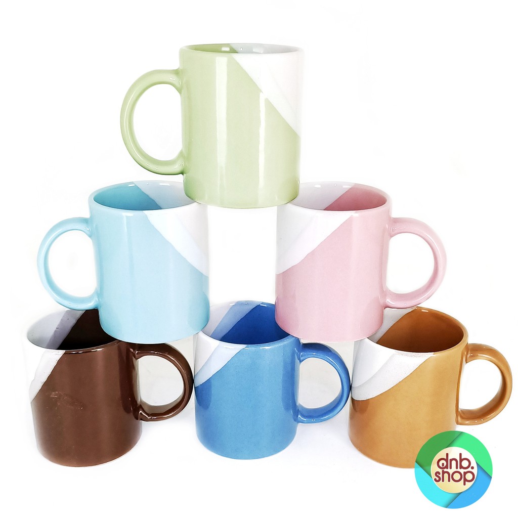 Jual 1 Pc Gelas Mug Gagang Two Tone 2 Warna Ukuran 300ml | Shopee Indonesia