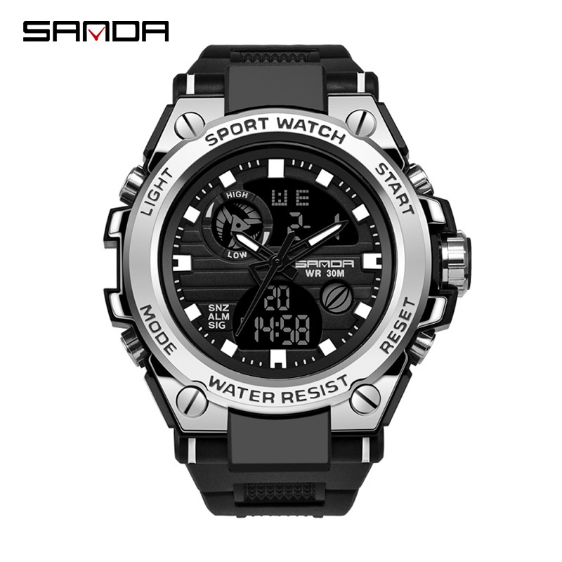 Jual SANDA 739 Jam Tangan Pria Digital Analog Tali Rubber Chronograph Anti Air CURRENOS | Shopee ...