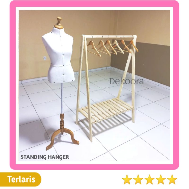 Jual Rak Baju Gantung Kayu / Rak Hanger Baju / Rak Kayu Serbaguna ...