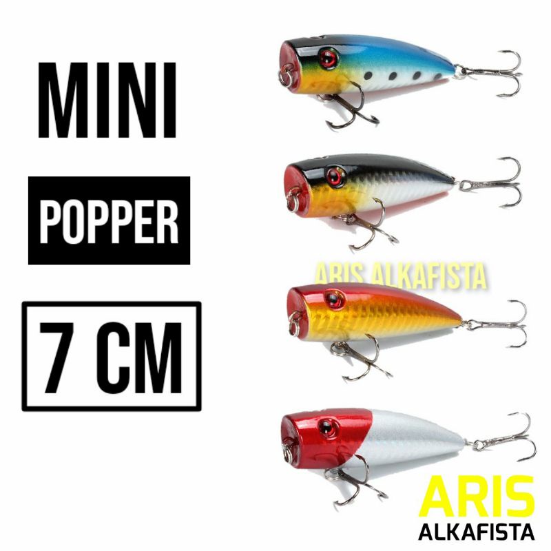 Jual Umpan Mancing Mini Popper 7 cm Dilengkapi trebel hook 2 buah | Shopee Indonesia