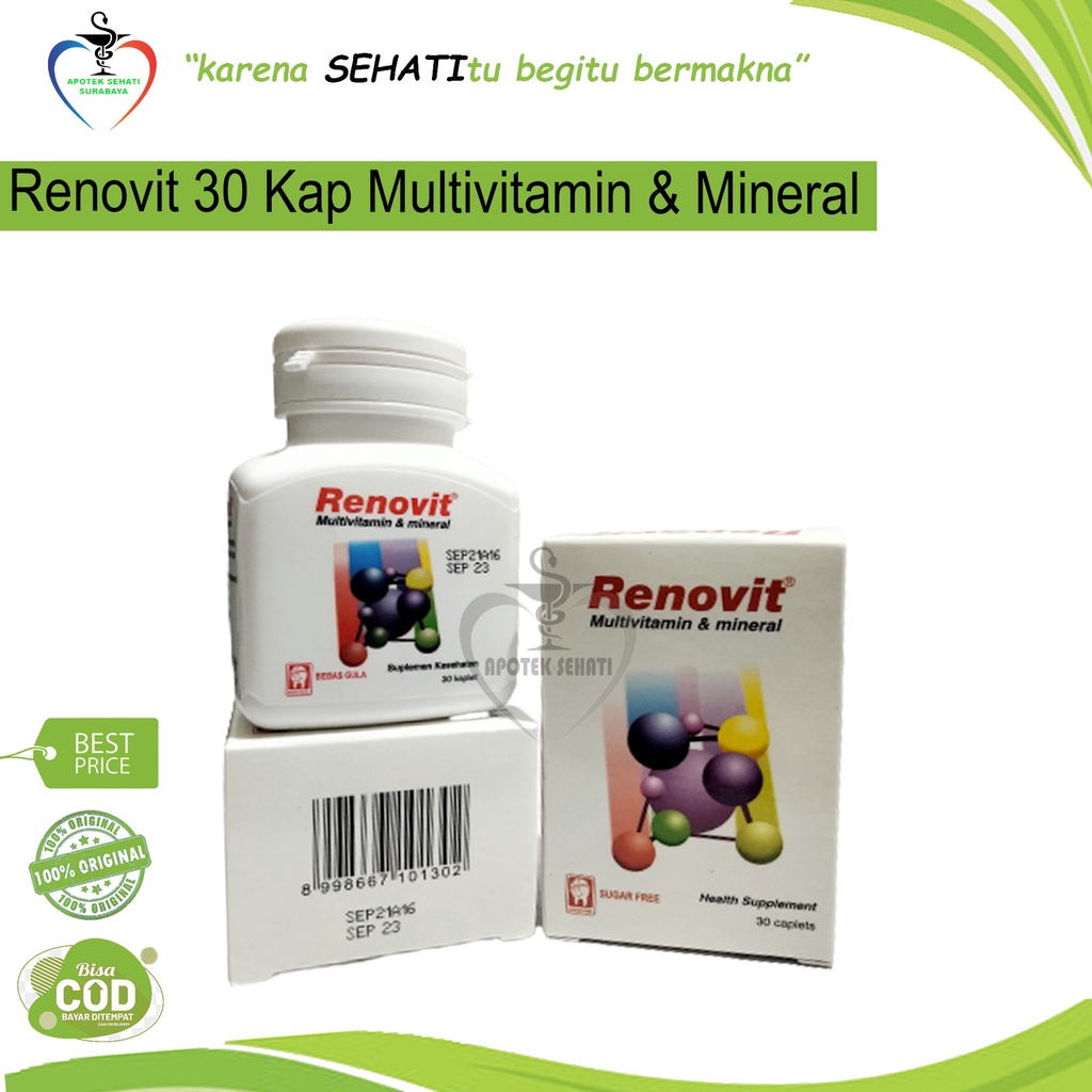 Jual Renovit Botol Isi 30 Kaplet Multivitamin Mineral Daya Tahan Tubuh ...