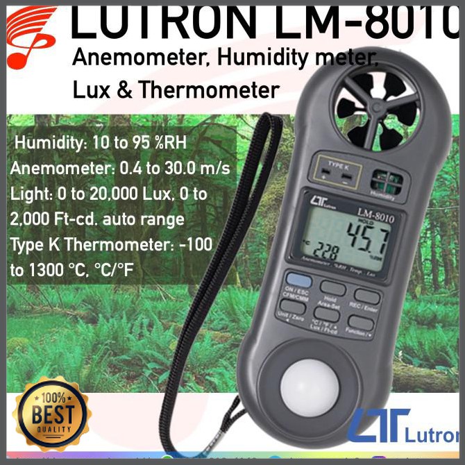 Jual alat Lutron LM-8010 Anemometer, Humidity meter, Lux & Thermometer ...