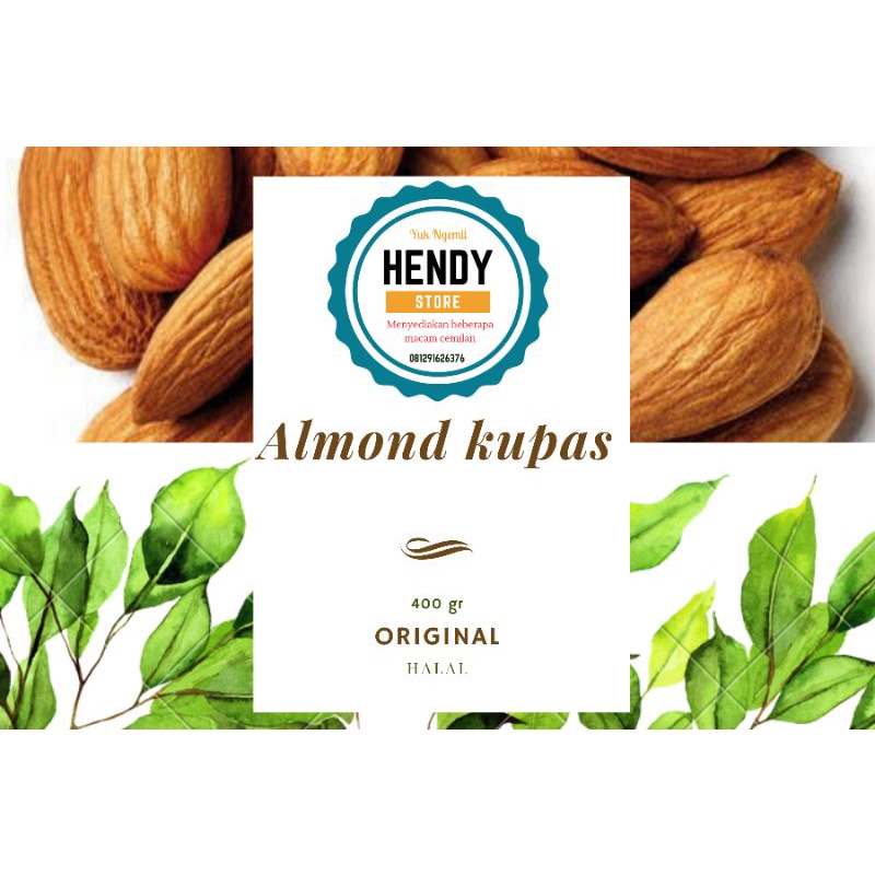 Jual Almond Kupas Original Roasted 400 gram Hendy store | Shopee Indonesia