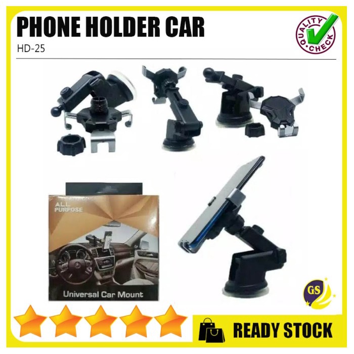 Jual HOLDER HP MOBIL HD12 PHONE HOLDER 360 DEGREE ROTATION CAR HOLDER ...
