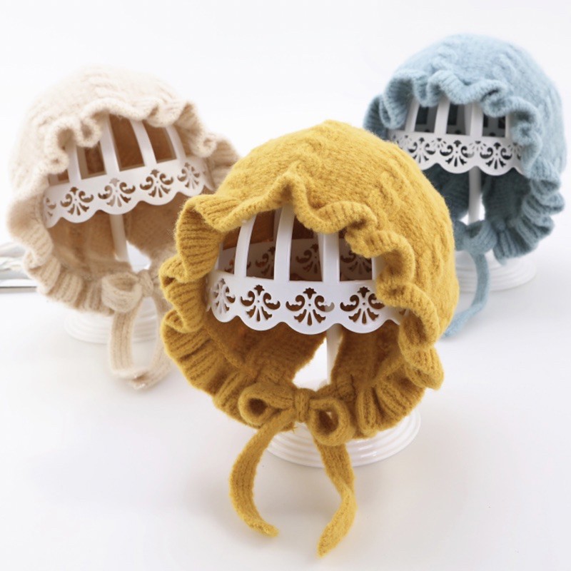 Jual Knit baby bonet / bonet bayi / topi bayi perempuan | Shopee Indonesia