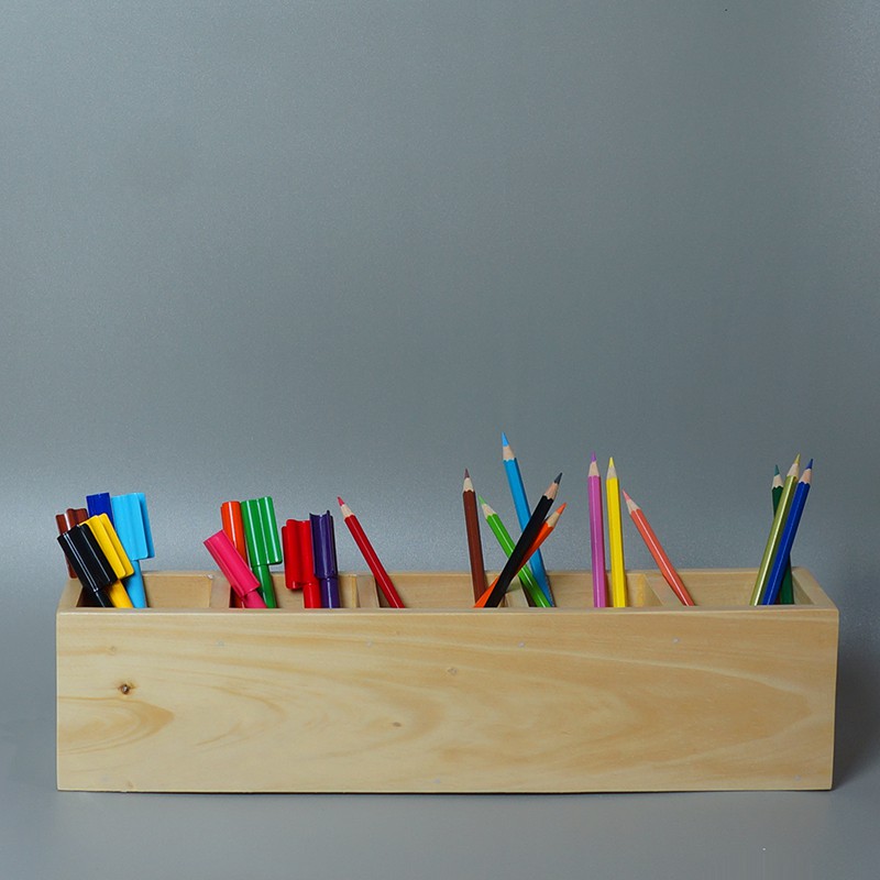 Jual Pen Pencil Storage Wooden Stationery Holder Container Desk ...