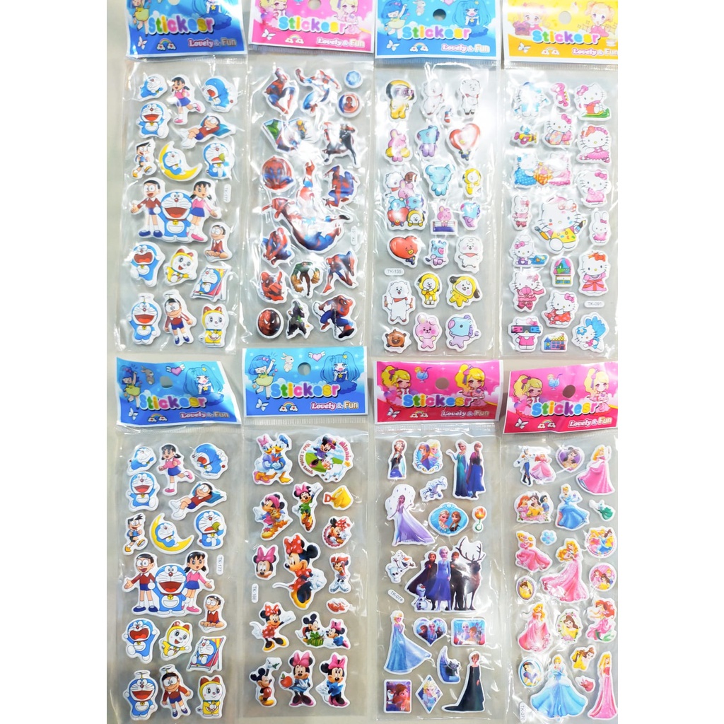 Jual STICKER ANAK KARAKTER BT21 PRINCESS FROZEN DORAEMON KITTY MICKEY ...