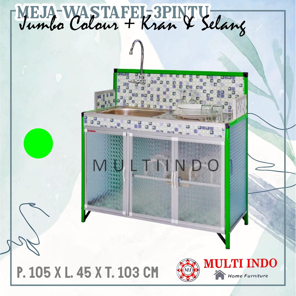 Jual MEJA WASTAFEL / CUCI PIRING JUMBO WARNA 3 PINTU ( + KRAN & SELANG ...