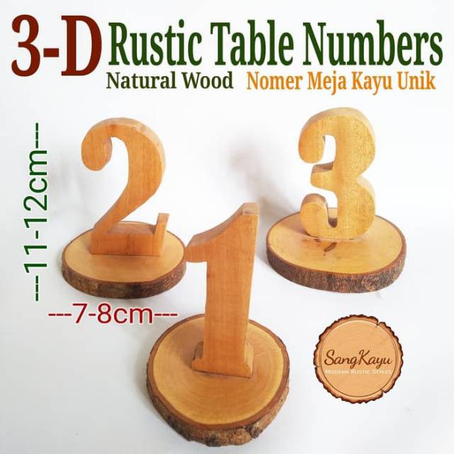 Jual Table Numbers Nomer meja cafe rumah makan weddings 3D styles ...