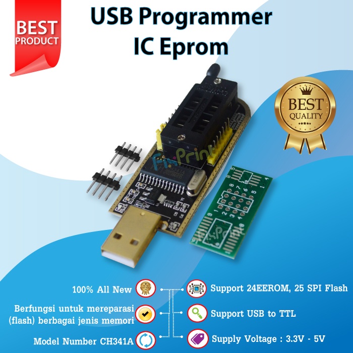 Jual USB Programmer IC Eprom CH341A Module Flash BIOS Eeprom 24 25 ...
