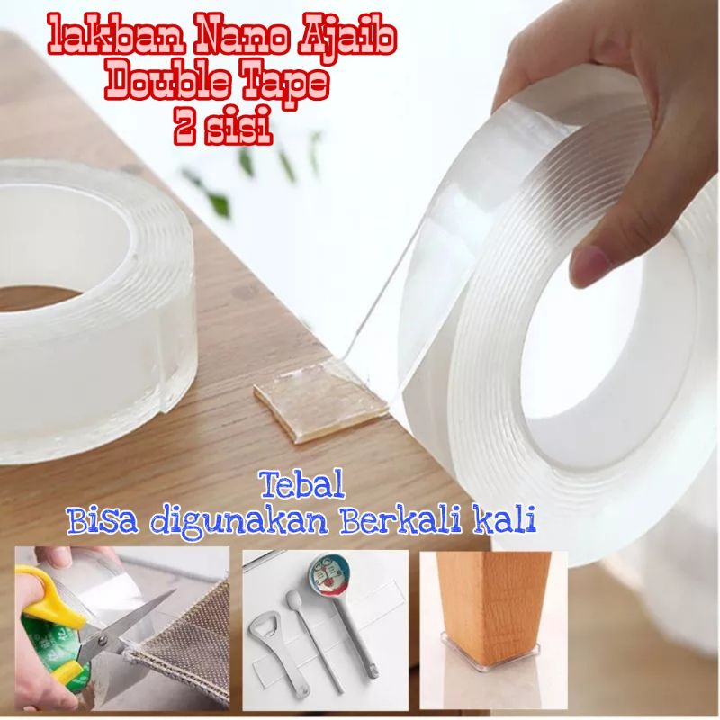Jual Lakban Nano Tape AJAIB Double Tape Perekat 2 Sisi Tebal Strong Adhesive Lem Dobel tip Kuat ...