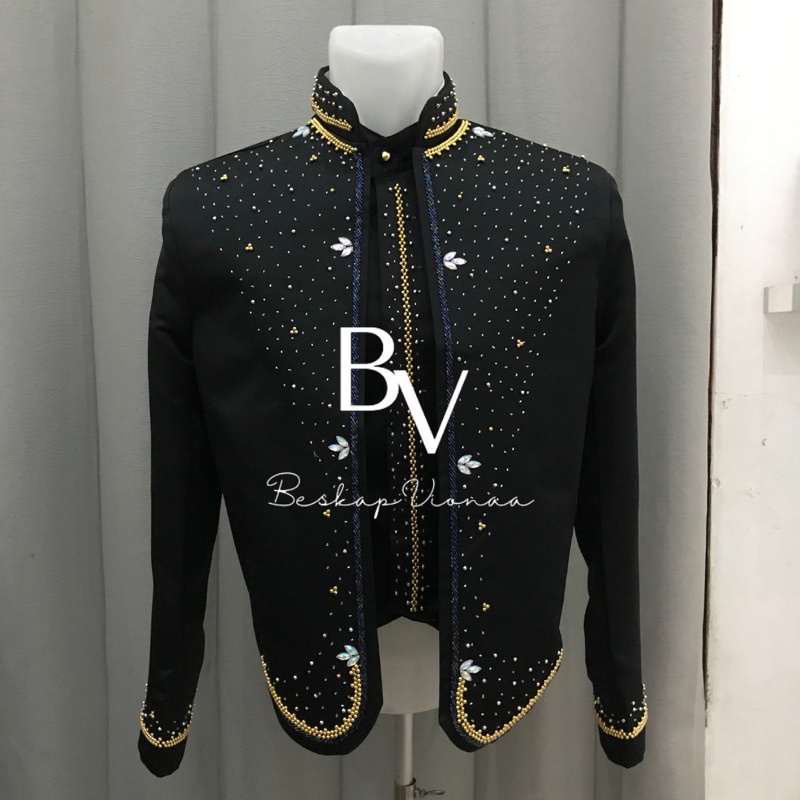 Jual [Beskapviona] Beskap Pengantin Jawa Hitam Permata Tabur | Shopee ...