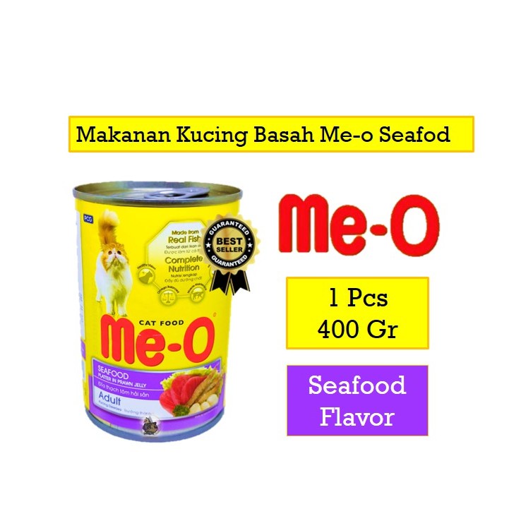 Jual MeO Kaleng 400 Gr Rasa SEAFOOD | MeO Seafood 400 Gr | Shopee Indonesia