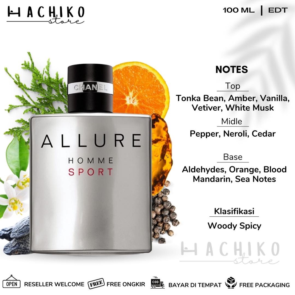 Jual Parfum Channel Allur Home Sport For Men 100ml EDT Original ...