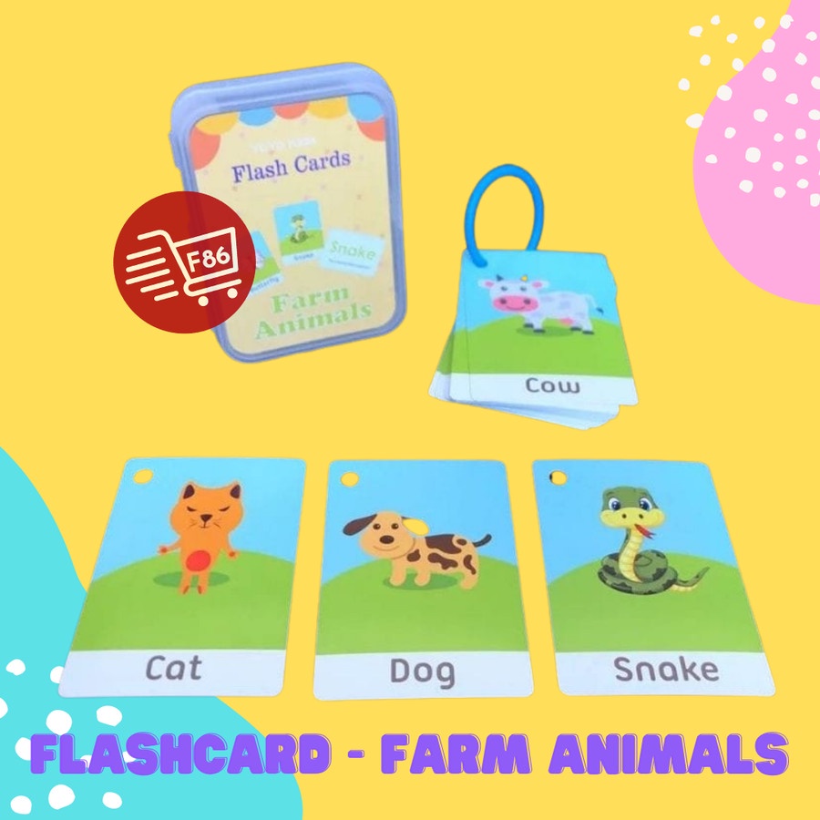 Jual Mainan Edukasi Anak Flashcard Zoo Animals / Farm Animals / Sea ...