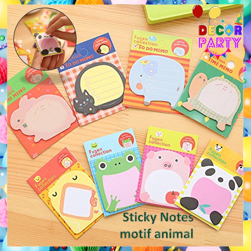 Jual DP Sticky Notes Karakter Hewan Tempelan Kertas Catatan Memo Note ...