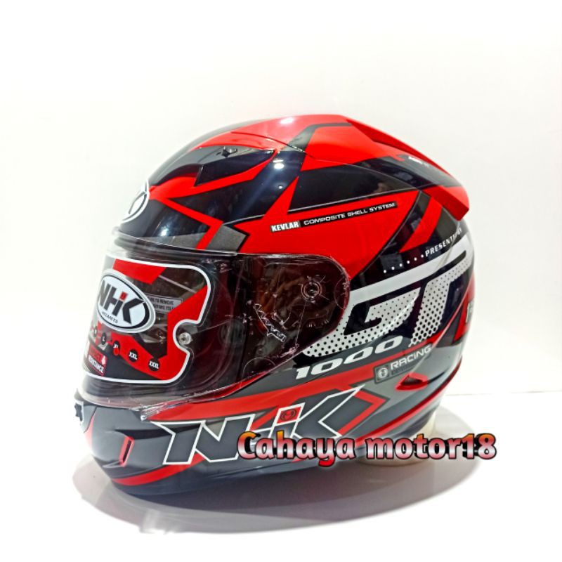 Jual Helm Nhk gp 1000 motif star red silver | Shopee Indonesia