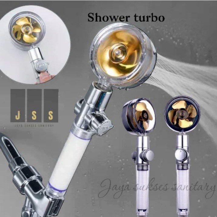 Jual Turbo Fan Shower Head 360 High Pressure Fan Abs Head Water Saving