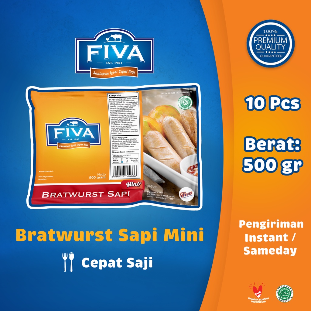 Jual FIVA Sosis Bratwurst Sapi Mini 500 gram 10 pcs | Shopee Indonesia