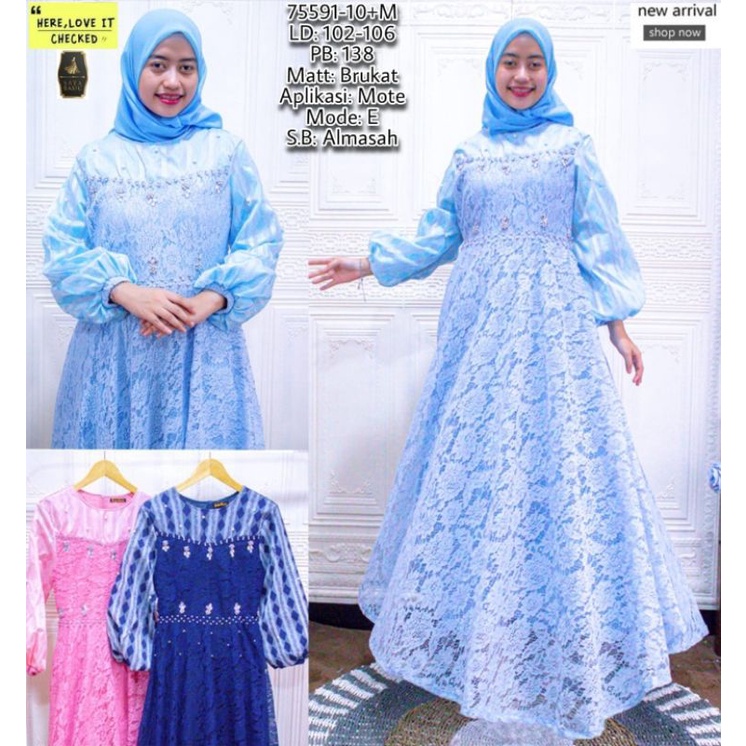 Jual SALE GAMIS FULL BROKAT TEBAL LENGAN BALON MIX ORGANDI ROK MAYUNG ...