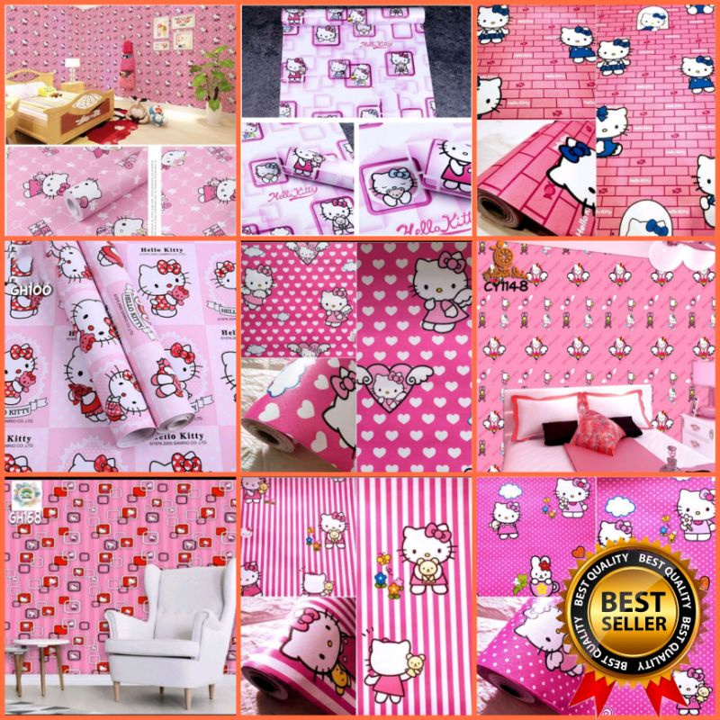Jual Wallpaper Dinding Hello Kitty Wallpaper Dinding Kamar Tidur Anak Motif Hello Kitty ...