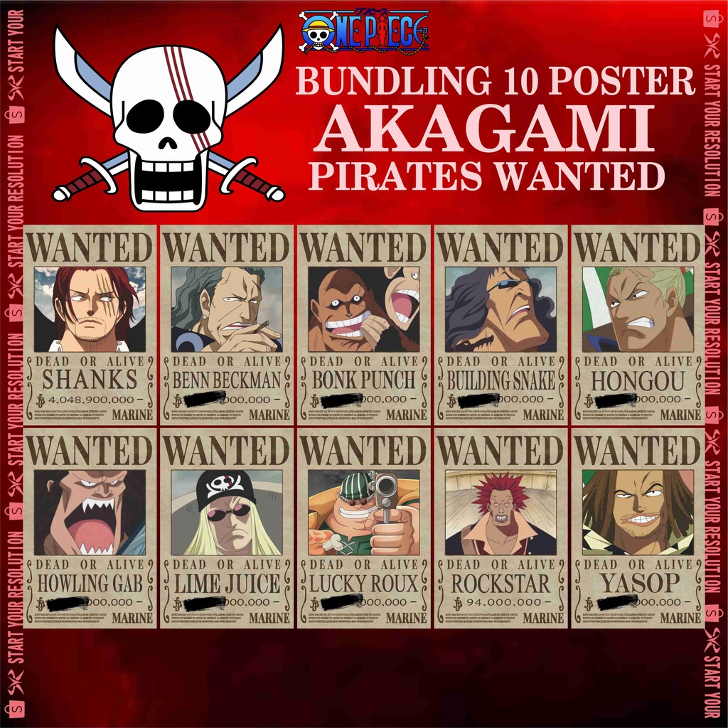 Jual Poster Anime & Manga Bundling Wanted / Buronan One Piece Bounty ...