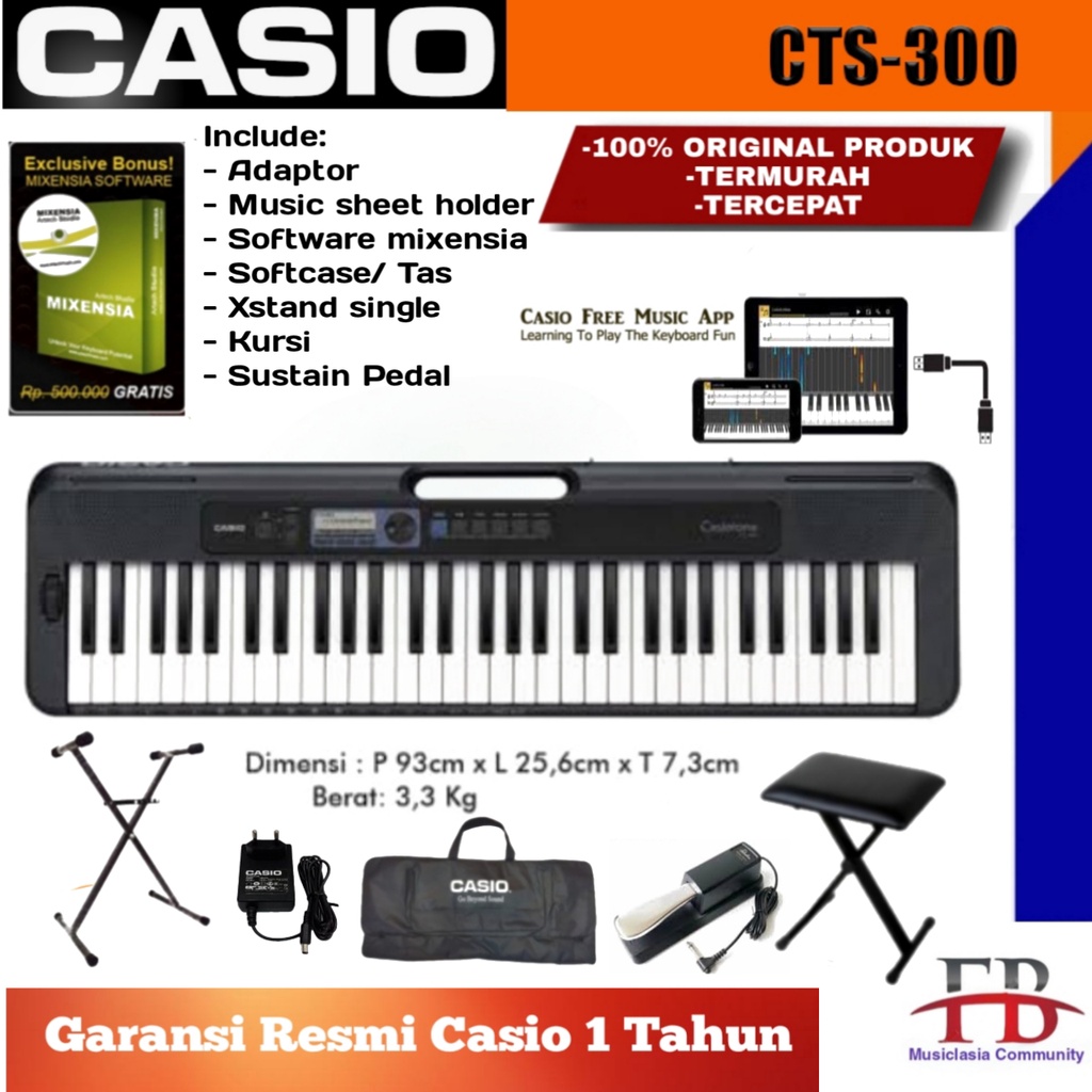 Jual Keyboard Casio CTS 300 / Alat musik Keyboard CT-S 300 / CTS-300 / CTS300 / CT S300 Slim ...