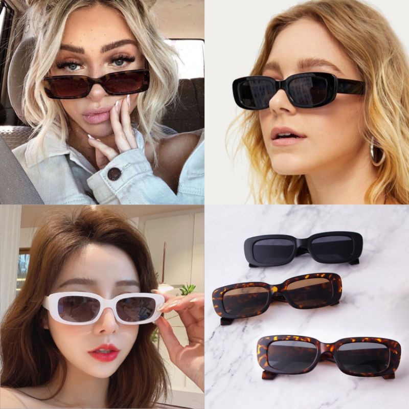 Jual Kacamata Hitam Wanita Pria Model Kotak Gaya Retro Vintage | Shopee Indonesia