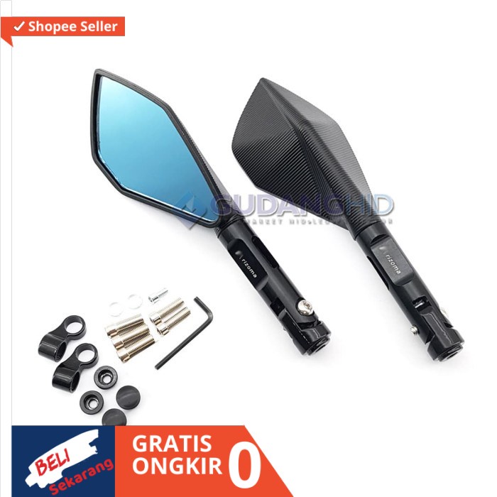Jual Spion Tomok Rizoma Full CNC Aluminum Kaca Biru Versi Mini Pendek ...