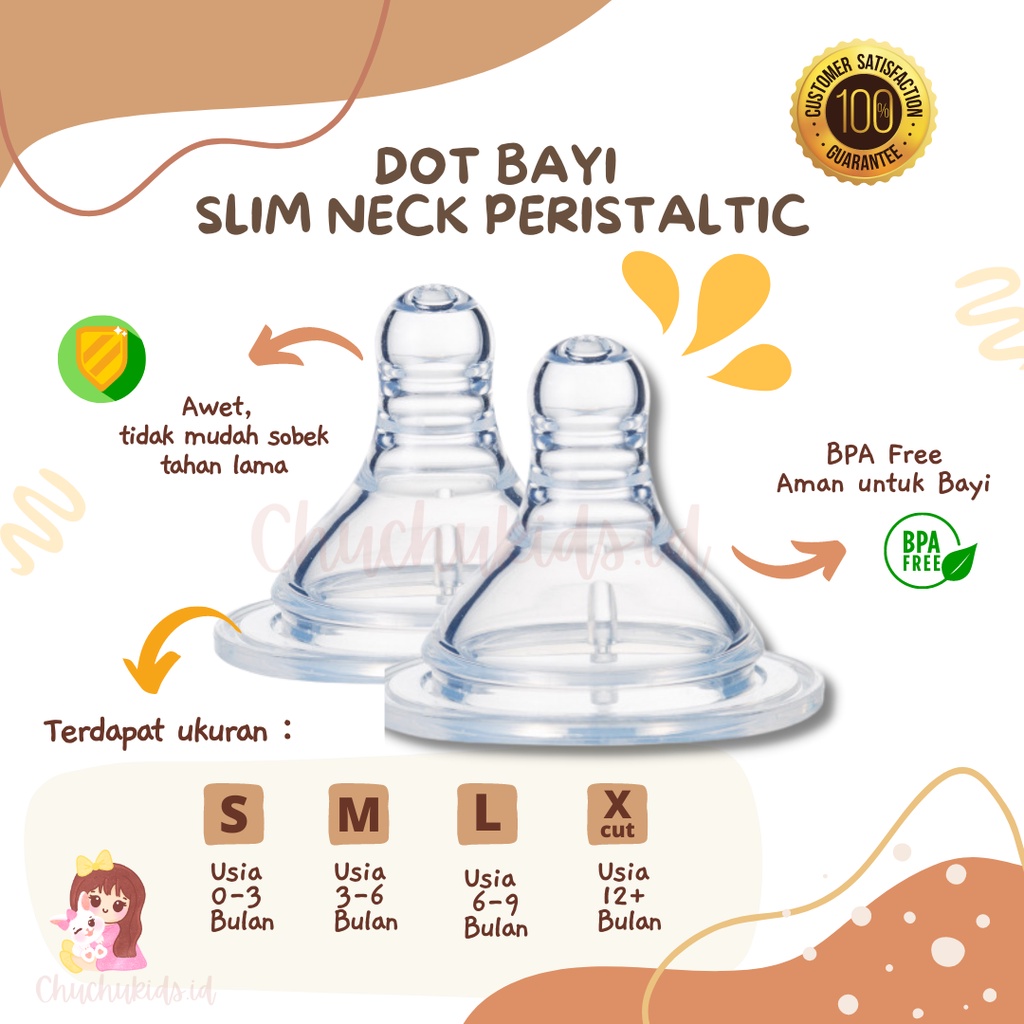 Jual Dot Bayi Nipple Peristaltic SLIM NECK Pacifier Botol Susu / Empeng ...