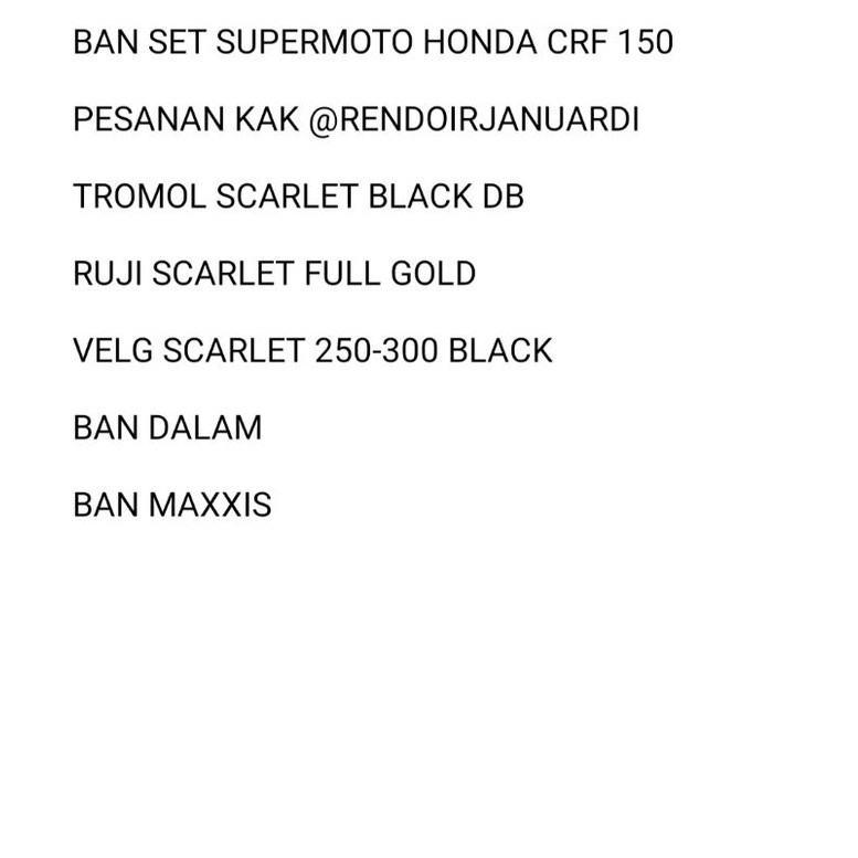 Jual BAN SET SUPERMOTO CRF 150 TROMOL SCARLET VEKG SCARLET BAN MAXXIS ...