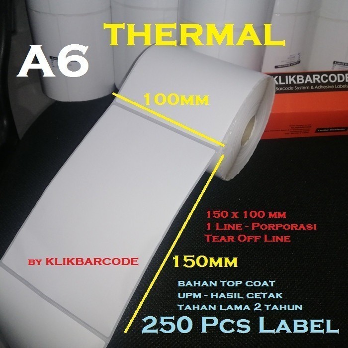 Jual KERTAS LABEL STICKER MARKETPLACE 100 X 150 MM / A6 THERMAL ( 250 PCS ) - HEMAT | Shopee ...