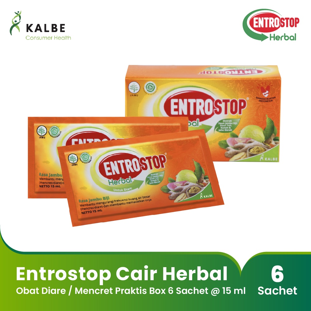 Jual Entrostop Cair Herbal Obat Diare Mencret Praktis Box 6 Sachet @ 15 ...