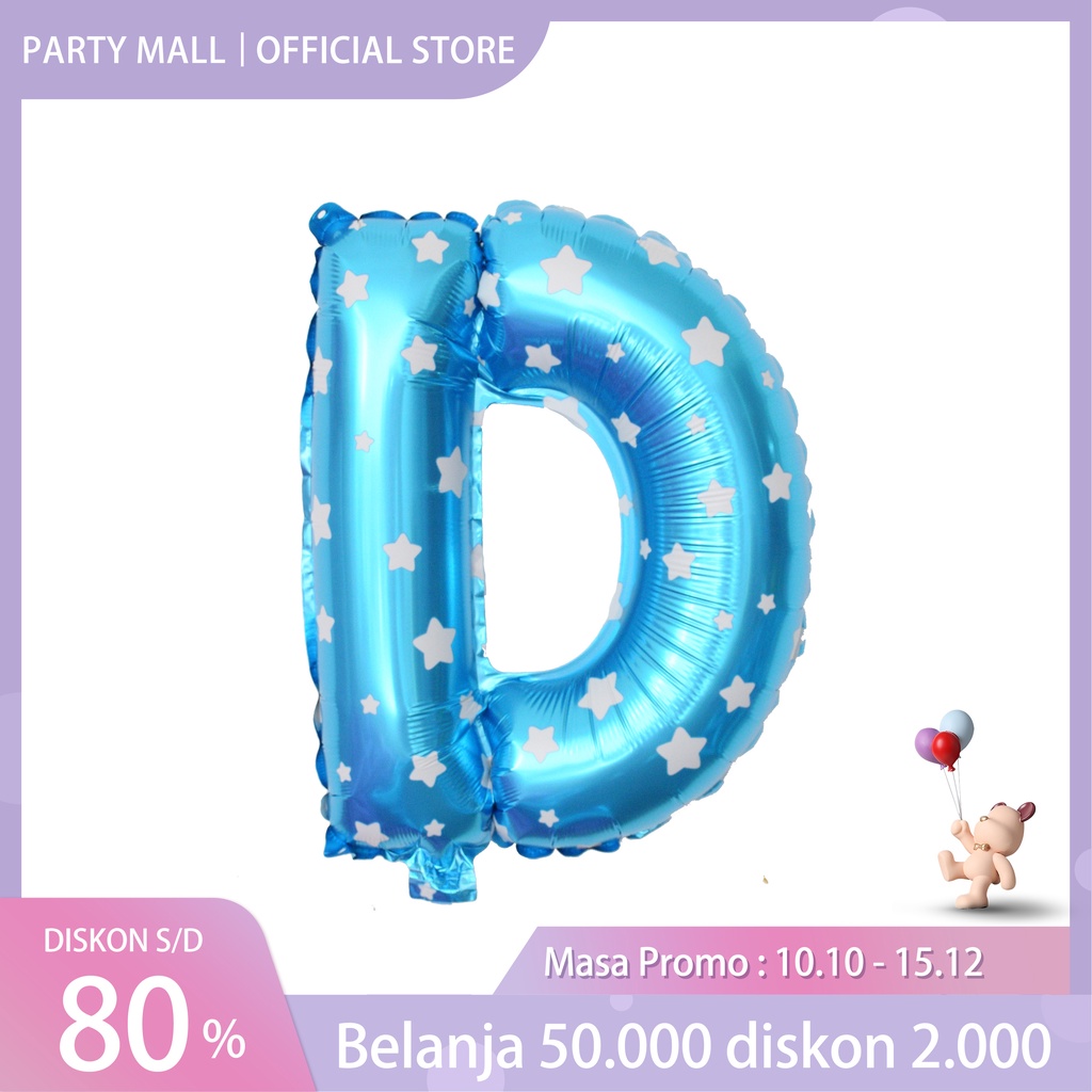 Jual Balon Foil Huruf Biru 16 Inch 40cm Abjad Alphabet A-Z Balon Foil ...
