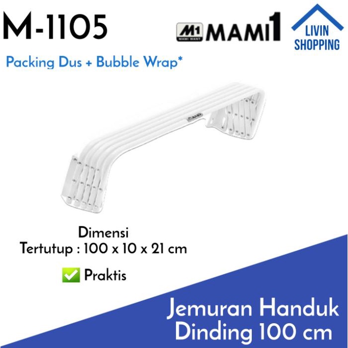 Jual Jemuran Dinding Lipat Handuk Baju Mami1 100 cm M-1105 | Shopee Indonesia